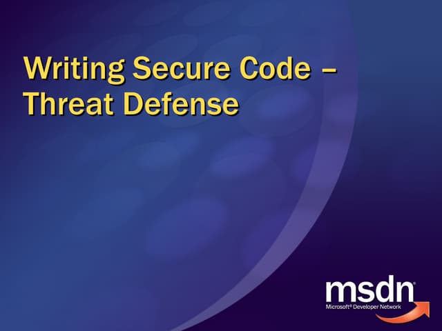 Writing Secure Code Threat Defense Ppt Programming Languages