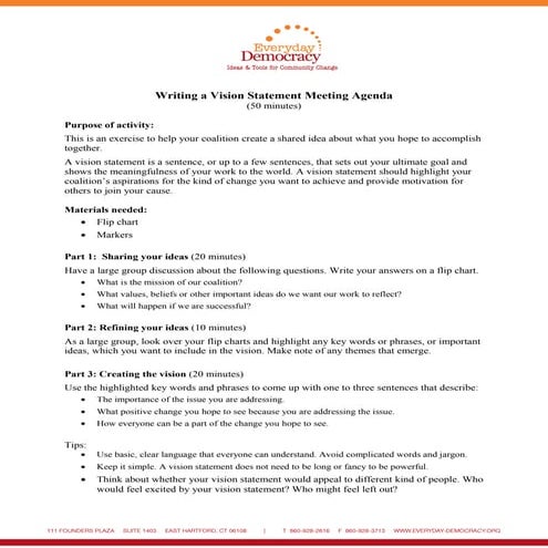 Writing a Vision Statement Meeting Agenda | DOC