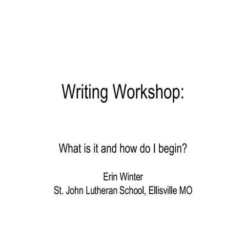 Writing Workshop Presentation Onilne Version | PPT