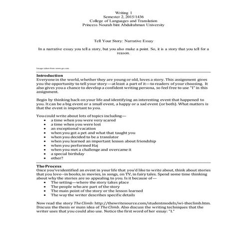 Writing 1 narrative writing assignment 2 | PDF