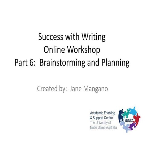 Writing 6 brainstorming and planning | PPTX