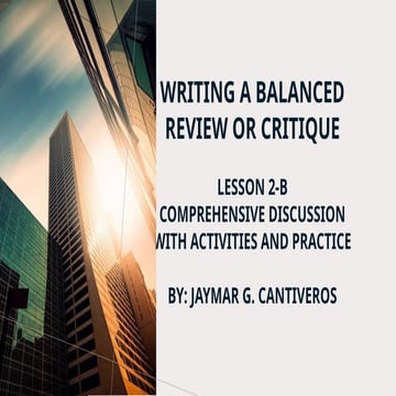 WRITING A BALANCED REVIEW OR CRITIQUE.pptx