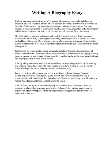 Examples Of Biography Essays. Hawaii Medical College | PDF