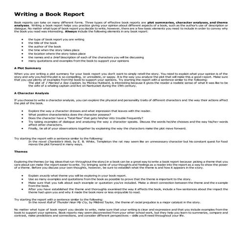Writing a book report | DOCX