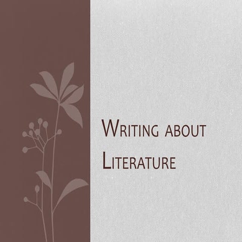 Writing about literature | PPT