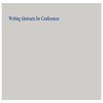 Writing abstracts for a conference | PPT