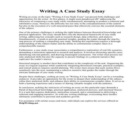 Writing A Case Study Essay. FREE 10 Sample Case Study Templates in PDF ...