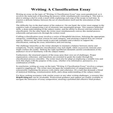 Writing A Classification Essay. 81_Classification Sample Essay Lecture ...