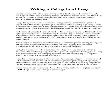 Writing A College Level Essay | PDF