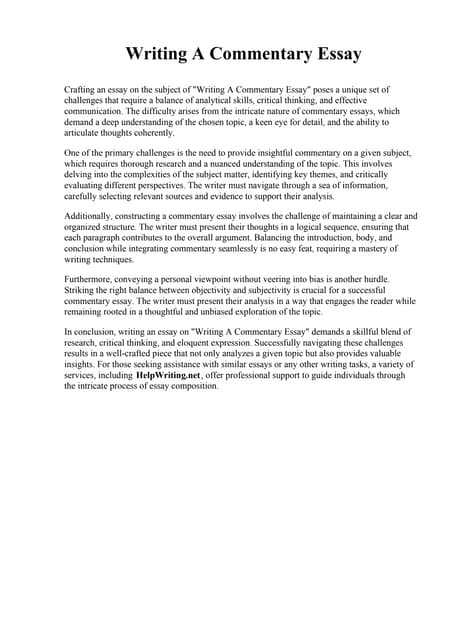 Commentary Essay Examples Pdf