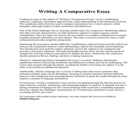 Writing A Comparative Essay | PDF | Homework and Study | Education