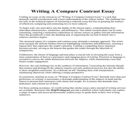 Writing A Compare Contrast Essay. 002 Compare And Contrast Essay Sample ...