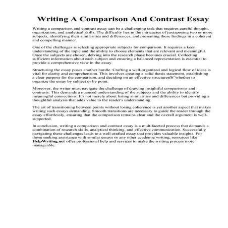 Writing A Comparison And Contrast Essay. Thesis statement examples for ...