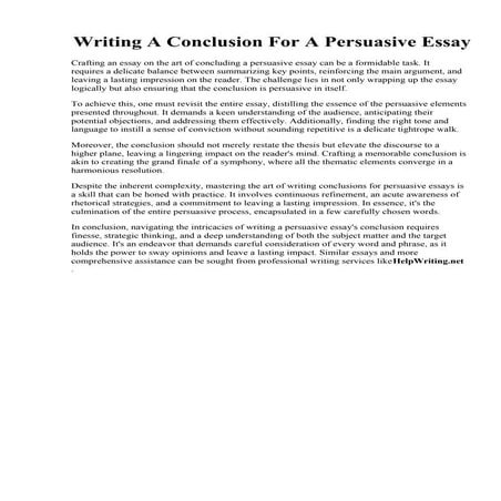 Writing A Conclusion For A Persuasive Essay | PDF