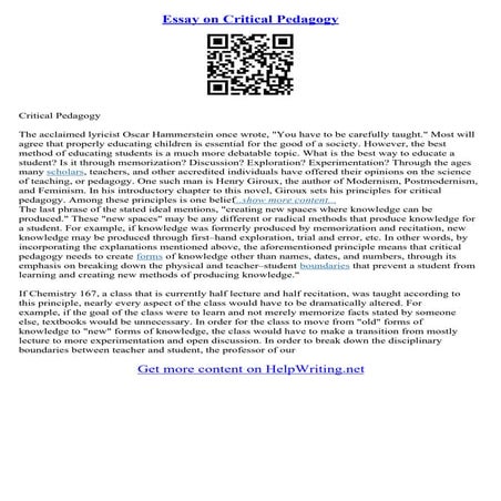Writing A Critical Essay Sample | PDF