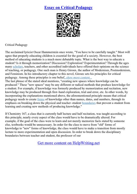 A Critical Essay | PDF