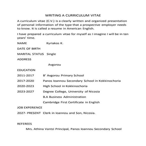 Writing a curriculum vitae | DOCX