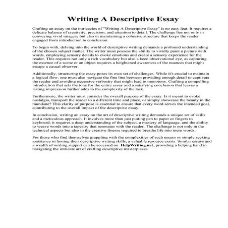 Writing A Descriptive Essay | PDF