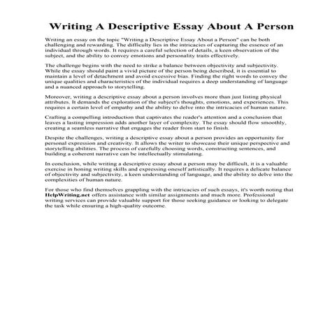 Writing A Descriptive Essay About A Person | PDF