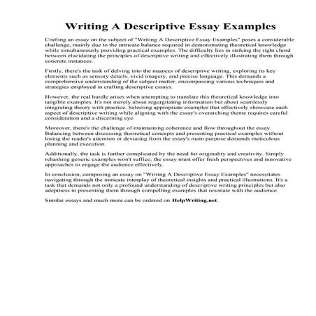 Writing A Descriptive Essay Examples | PDF