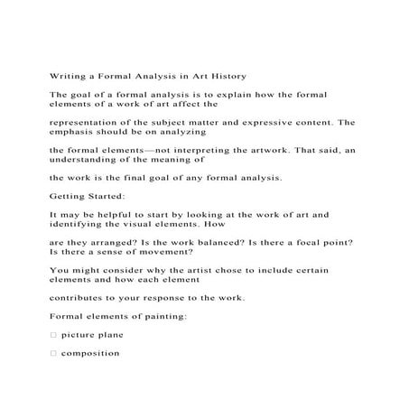 Writing a Formal Analysis in Art History The goal of a for.docx