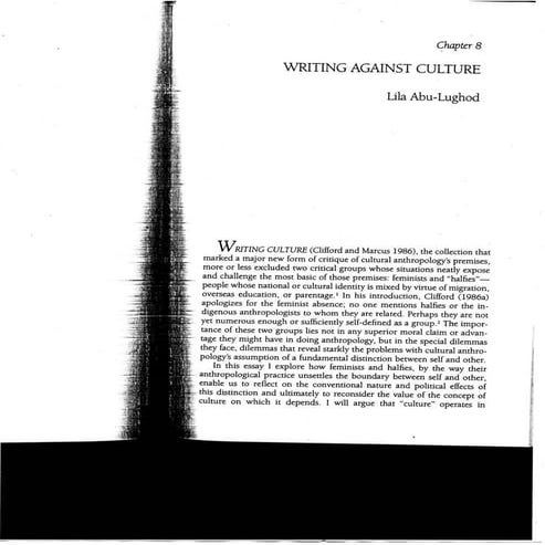 Writing Against Culture | PDF