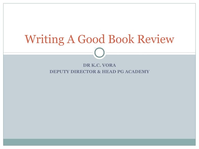Writing A Good Book Review Ppt