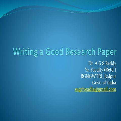 Writing a Good Research Paper | PPTX