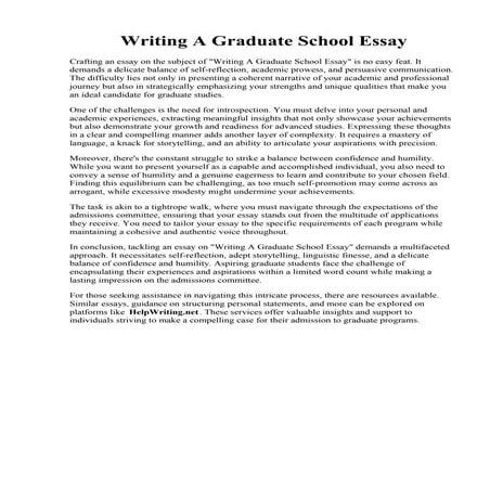 Writing A Graduate School Essay | PDF | Postgraduate Education | College Education
