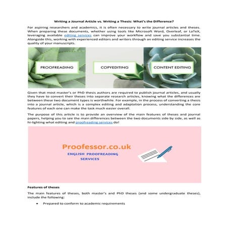 Writing a journal article vs writing a thesis | PDF