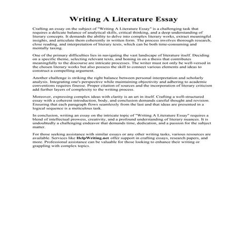 Writing A Literature Essay | PDF