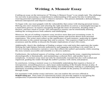 Writing A Memoir Essay.pdf | Screenwriting | Content Production