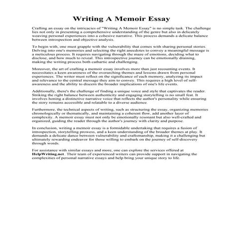 Writing A Memoir Essay.pdf | Screenwriting | Content Production