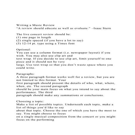 Writing a Music ReviewA review should educate as well as ev.docx