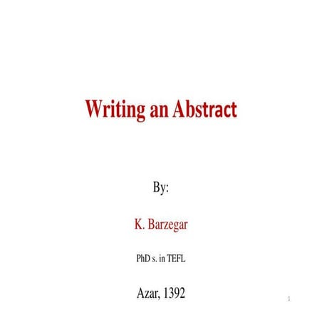 Writing An Abs Tract | PDF