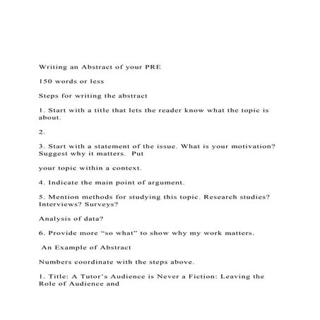 Writing an Abstract of your PRE 150 words or less St.docx