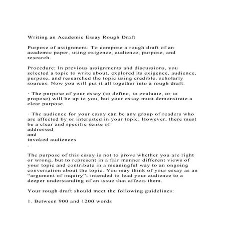 Writing an Academic Essay Rough Draft Purpose of assignment.docx ...