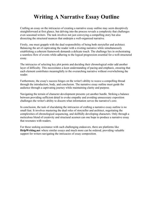 Narrative Essay Outlines. Bridgewater State University | PDF