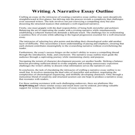 Writing A Narrative Essay Outline | PDF