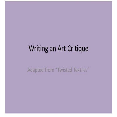 Writing An Art Critique | PDF