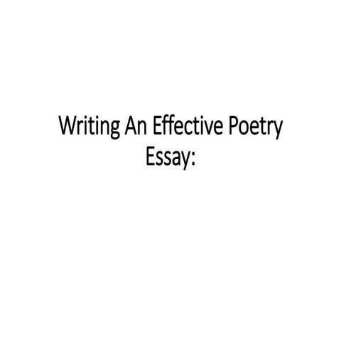 Poetry essay writing | PPTX