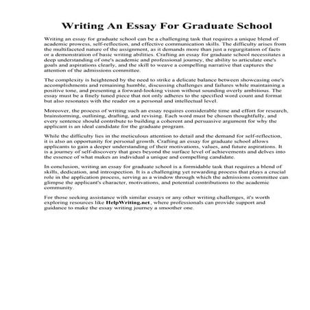 Writing An Essay For Graduate School. Graduate School Personal ...