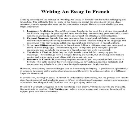 Writing An Essay In French. St. John's College of Nursing | PDF | Homework and Study | Education