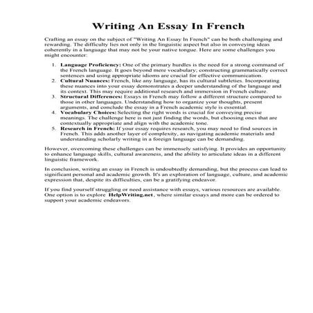 Writing An Essay In French. How To Write French Essay | PDF