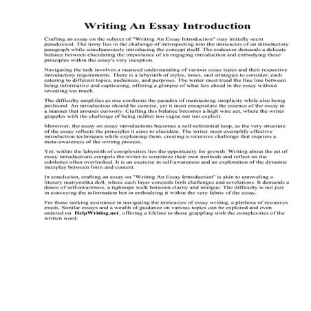 Writing An Essay Introduction. Essay Introduction Example Writing: Tips ...