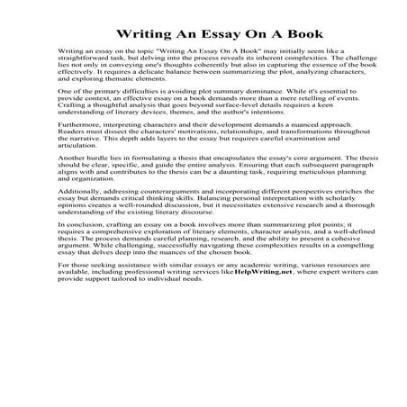 Writing An Essay On A Book | PDF