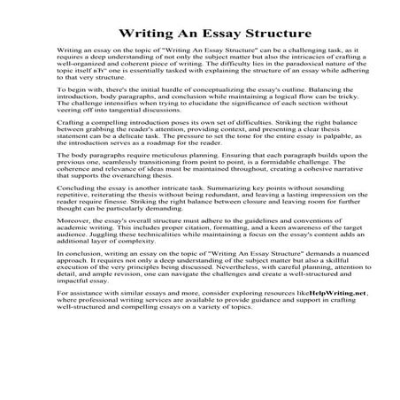 Writing An Essay Structure. Introduction - How to write an essay ...