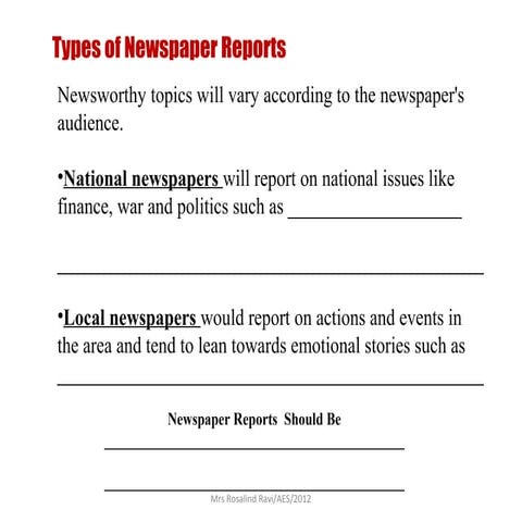 Writing a newspaper report | PPT
