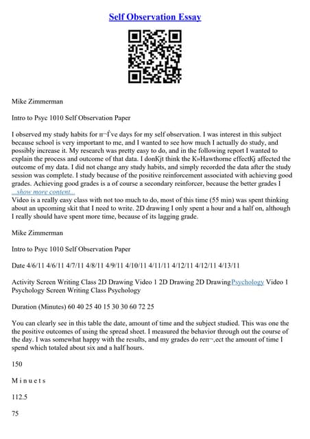 Observation Essay Example | PDF