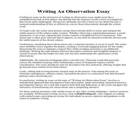 Writing An Observation Essay | PDF